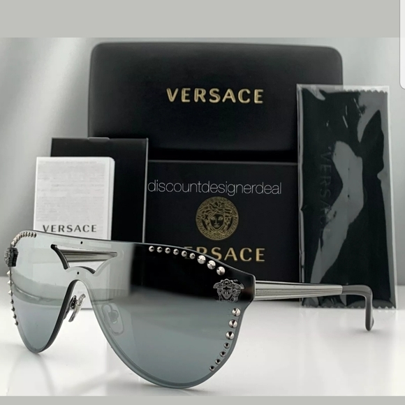 Versace | Accessories | Versace Glam Medusa Gunmetal Silver Mirror ...